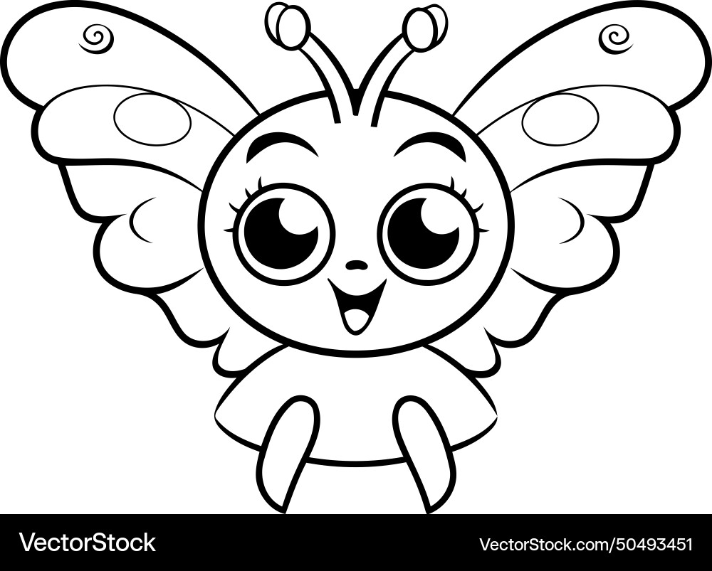 Cute butterfly coloring book for children Vector Image