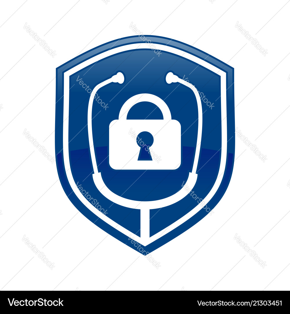 Lock doctor shield logo blue symbol design Vector Image