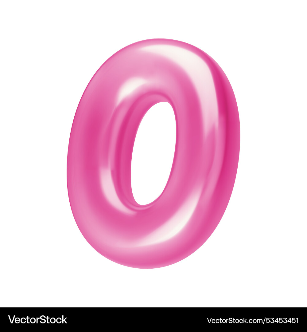 Number pink 0 foil and chrome balloon zero Vector Image