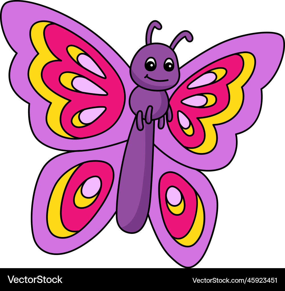Spring butterfly cartoon colored clipart Vector Image