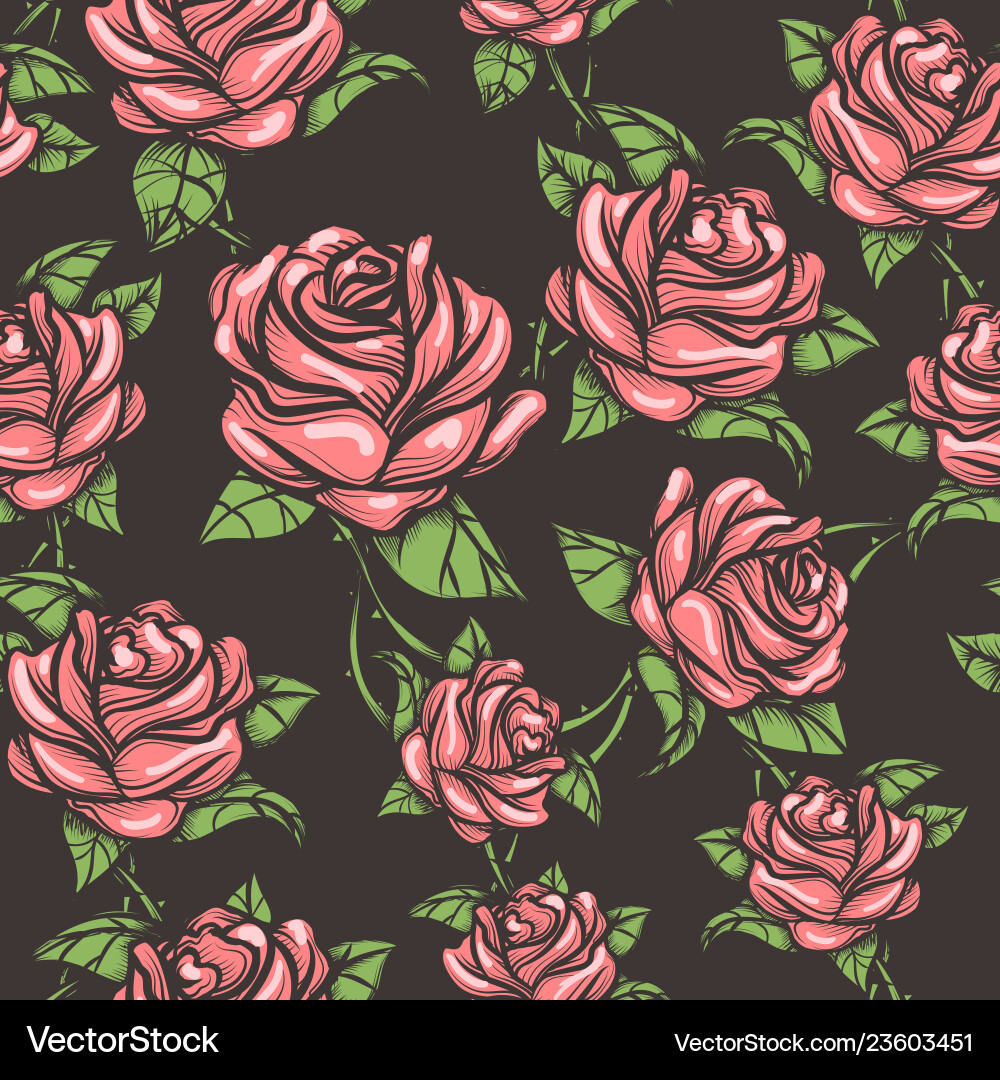 Vintage seamless rose pattern Royalty Free Vector Image