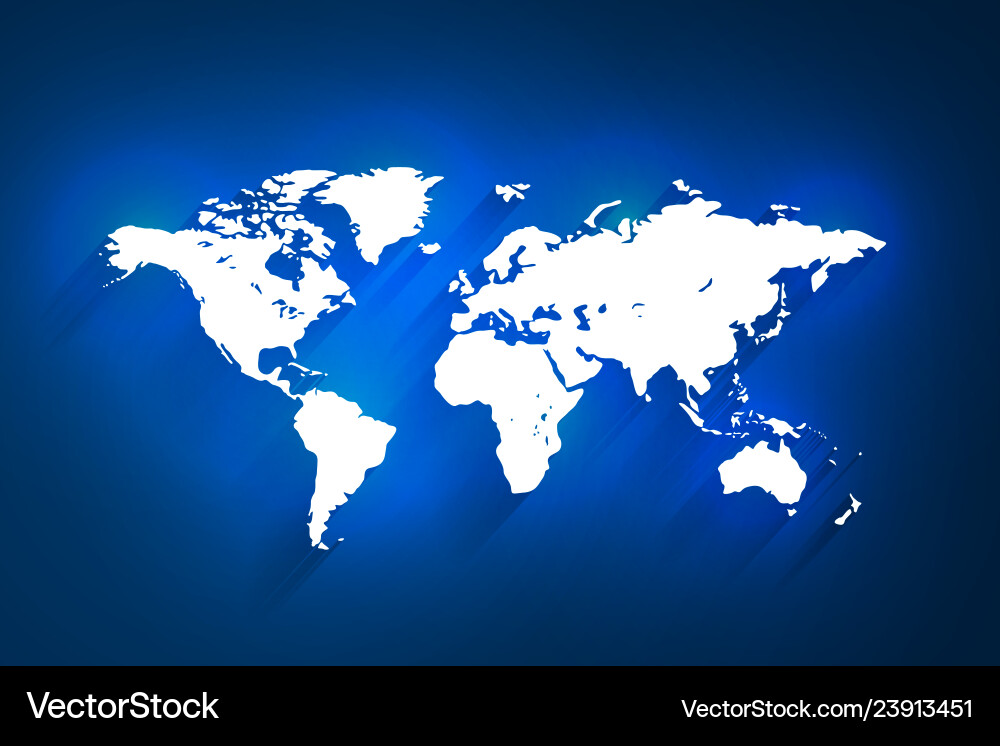 World Map on Blue Background Royalty Free Vector Image