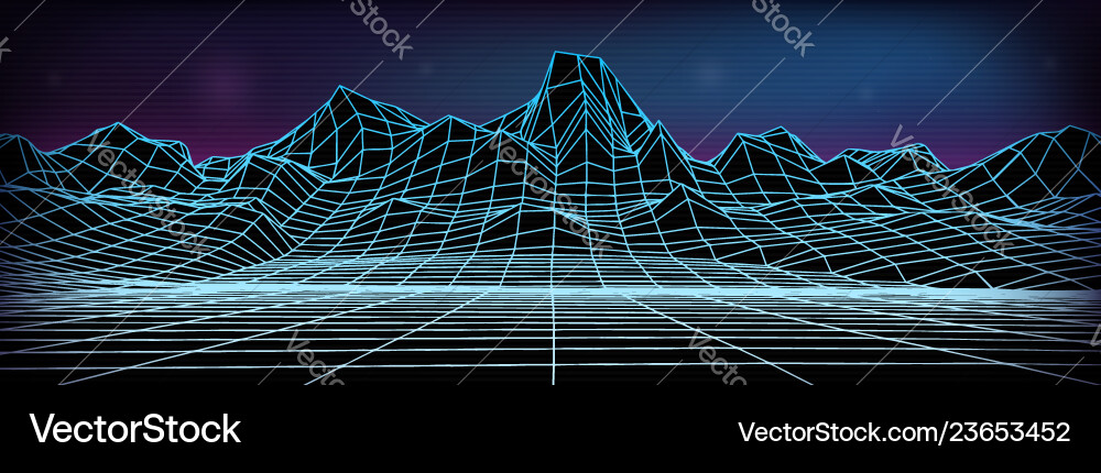 Abstract wireframe landscape background Royalty Free Vector