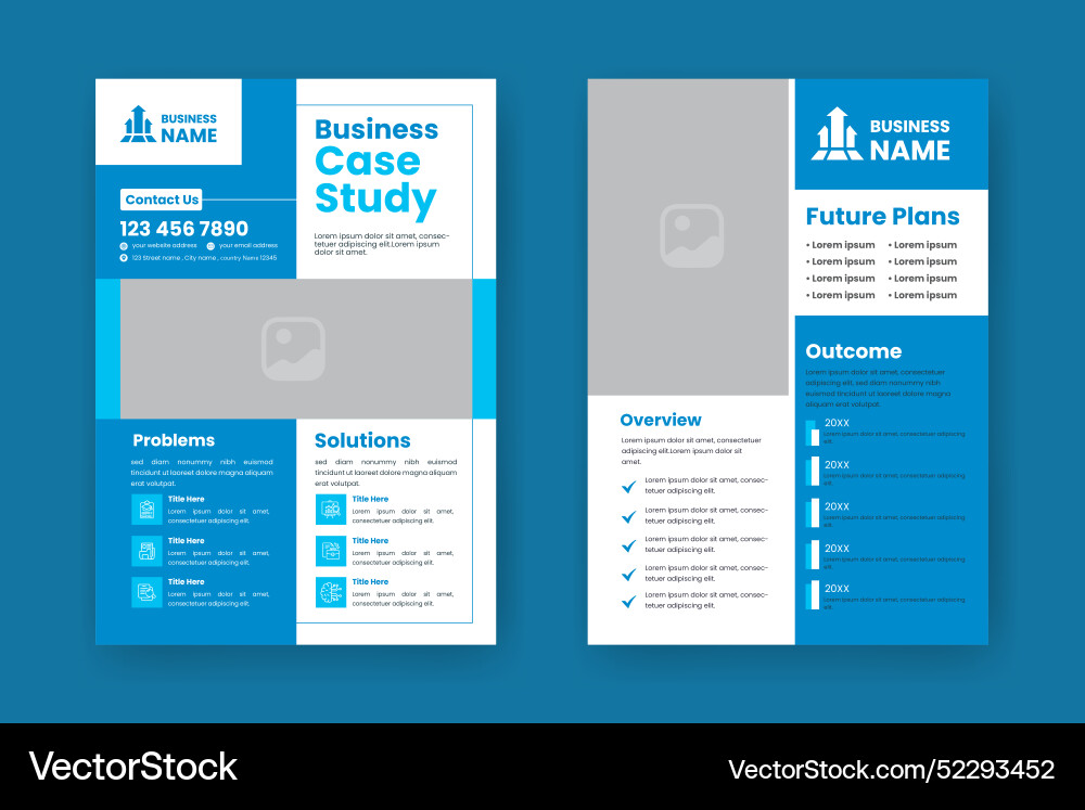 Business case study layout flyer Royalty Free Vector Image