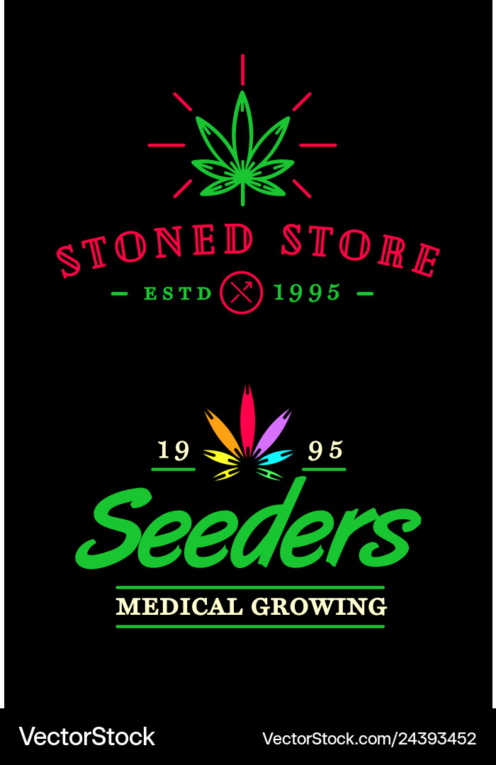 Cannabis Dispensary Sign Collection Royalty Free Vector