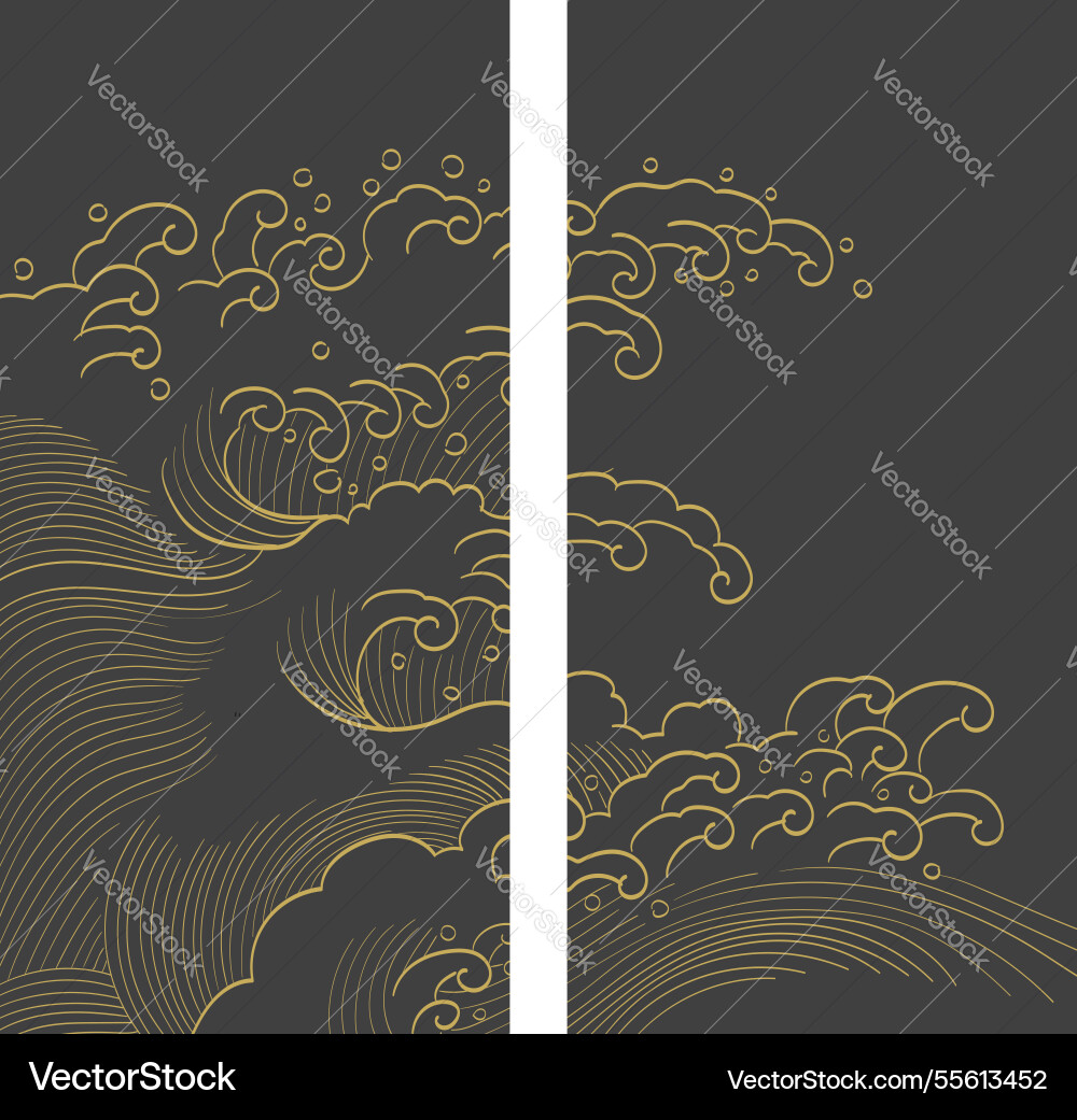 Japanese background with hand drawn line wave Vector Image