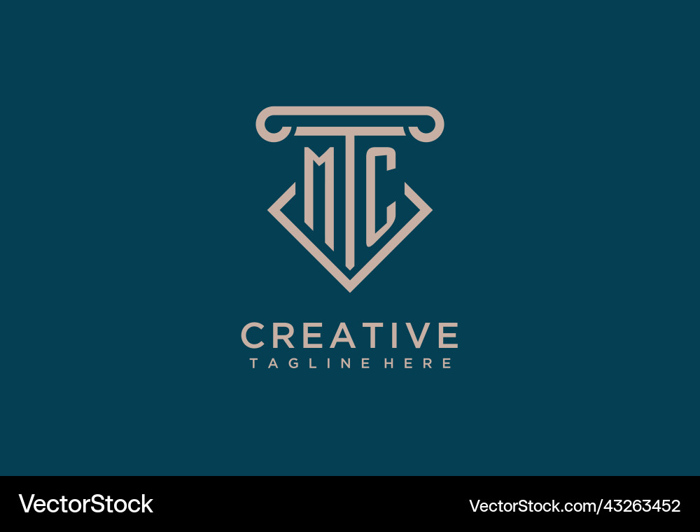 Mc Initial mit Säulensymbol Design sauber Vektorbild