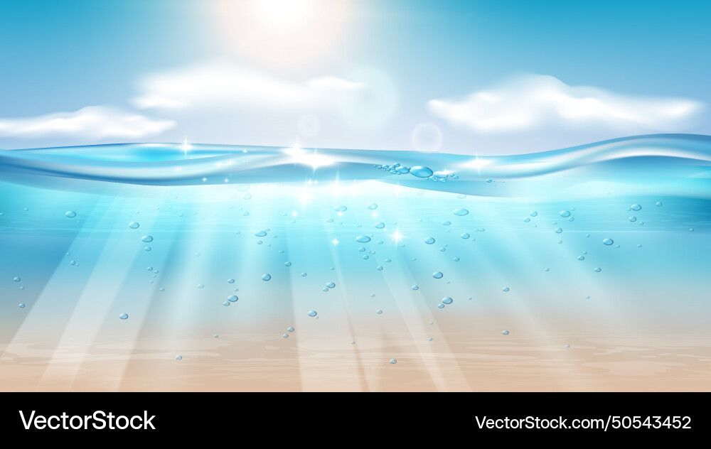 Ocean wave landscape composition Royalty Free Vector Image