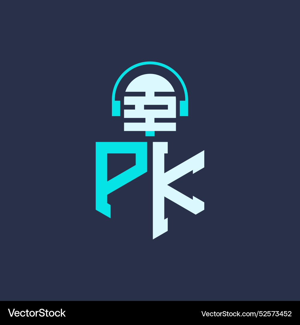 Pk microphone logo design for audio music Vector Image