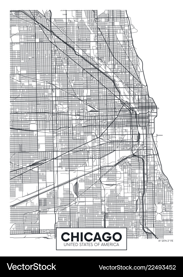 Poster map city chicago Royalty Free Vector Image