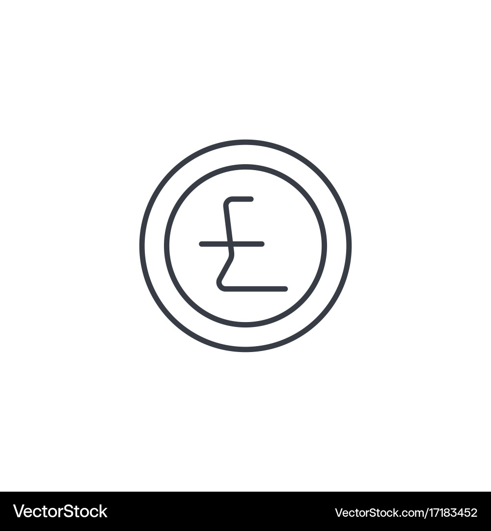Pound sterling coin currency thin line icon Vector Image
