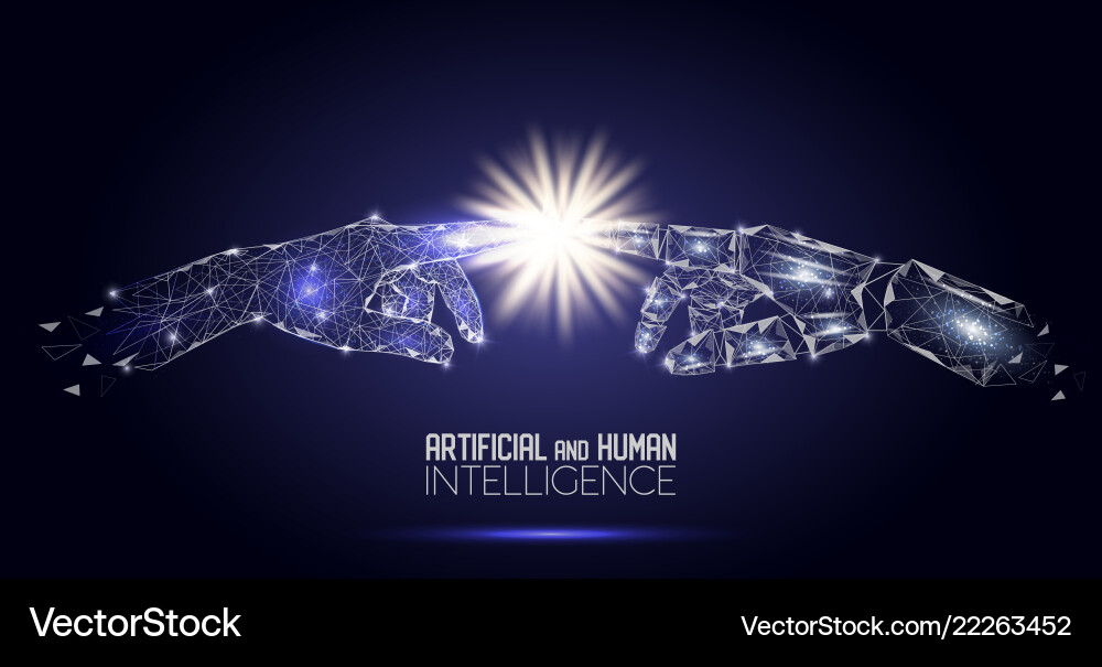 Robot and Human Connection Royalty Free Vector Image
