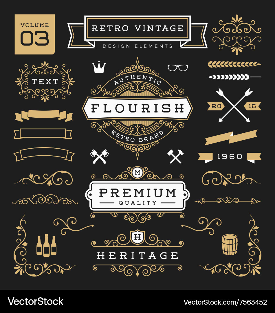 Set of retro vintage graphic design elements Vector Image