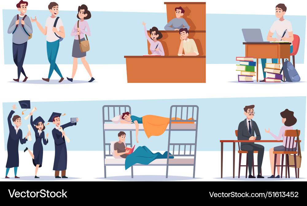 Student education daily routine of students Vector Image