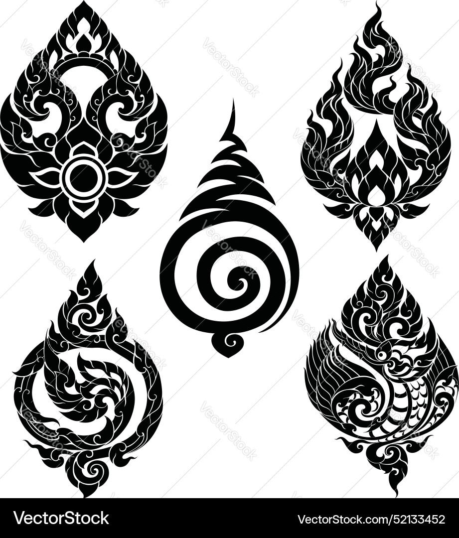 Thai pattern style in flat with silhouette Vector Image