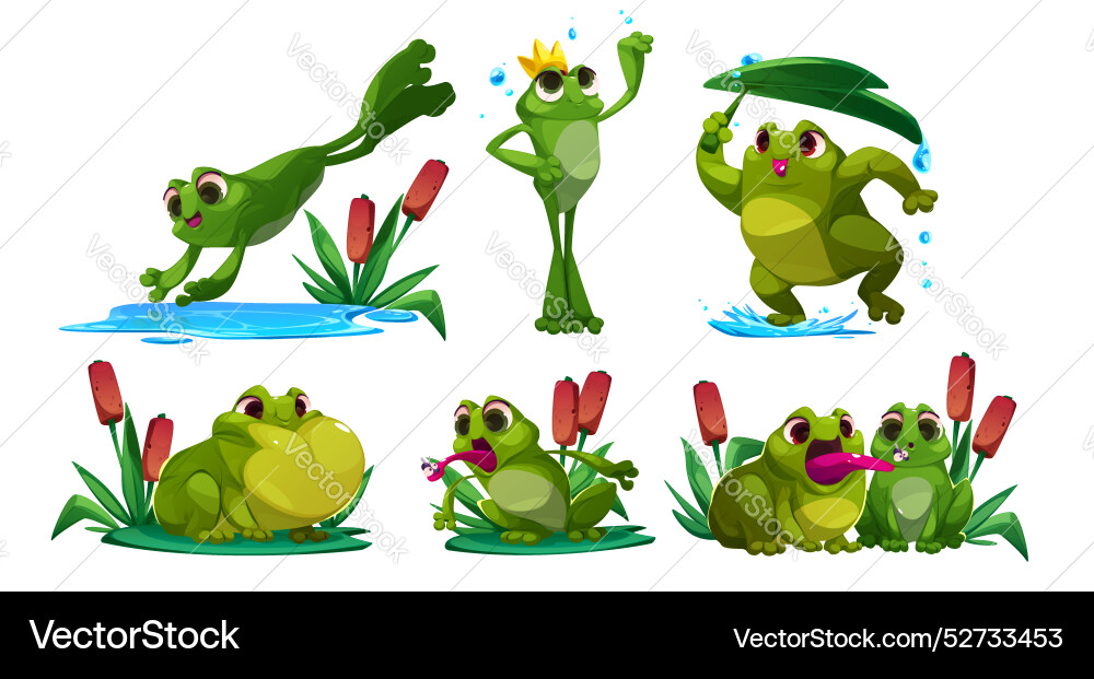 Cute frog cartoon character mascot Royalty Free Vector Image