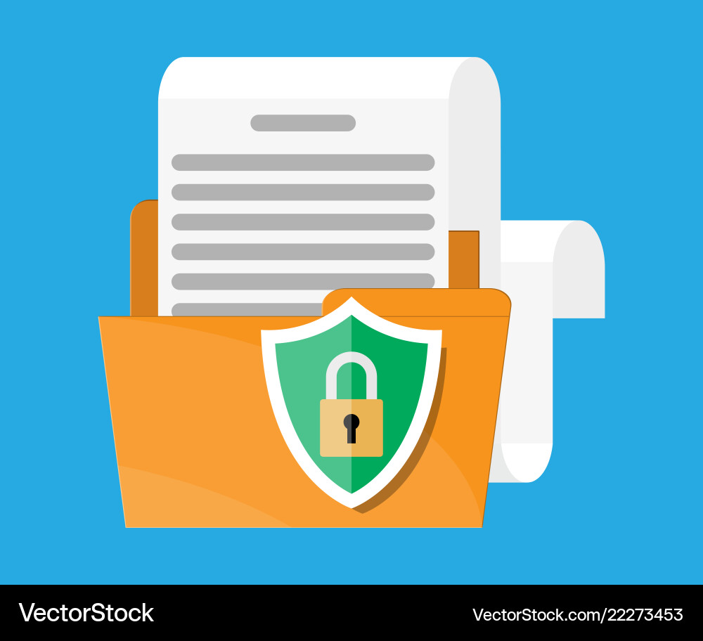 Folder with document paper roll shield lock Vector Image