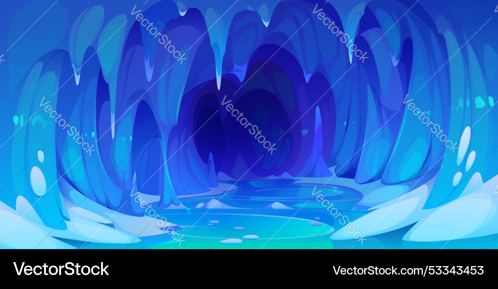 Ice cave landscape cartoon frozen cavern Vector Image