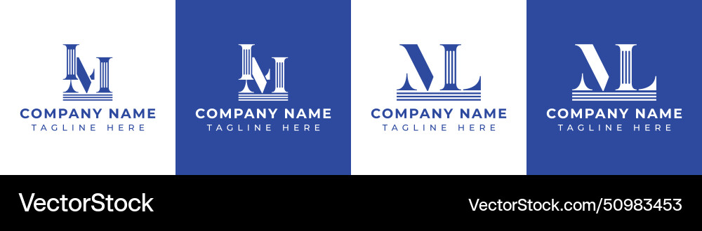 Letters lm and ml pillar logo suitable Royalty Free Vector