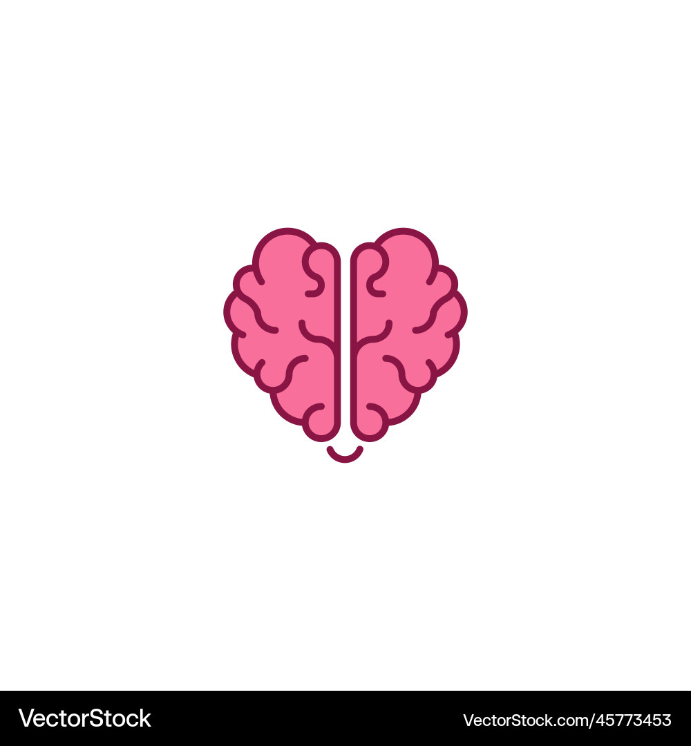 Rational love brain heart logo icon template Vector Image