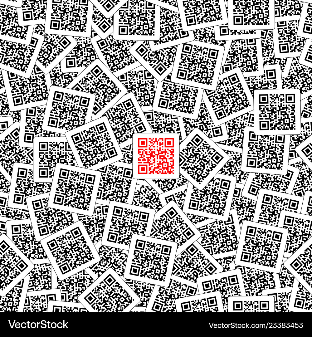 Red qr code on the black codes background Vector Image