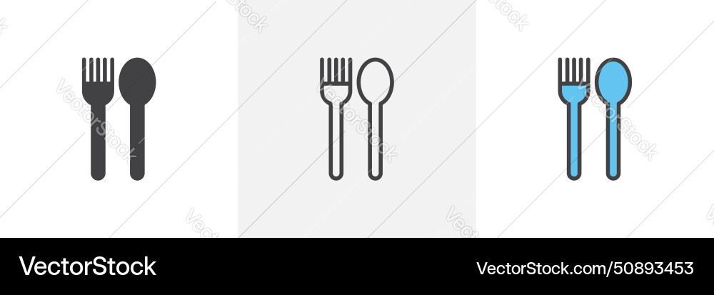 Spoon and fork icon set cutlery dinner meal Vector Image