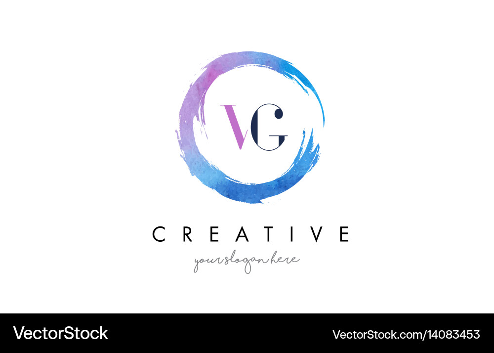 Vg letter logo circular purple splash brush Vector Image