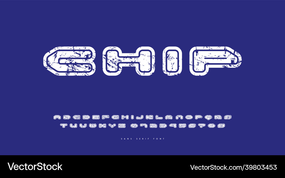 Wide sans serif font with rounded corners Vector Image