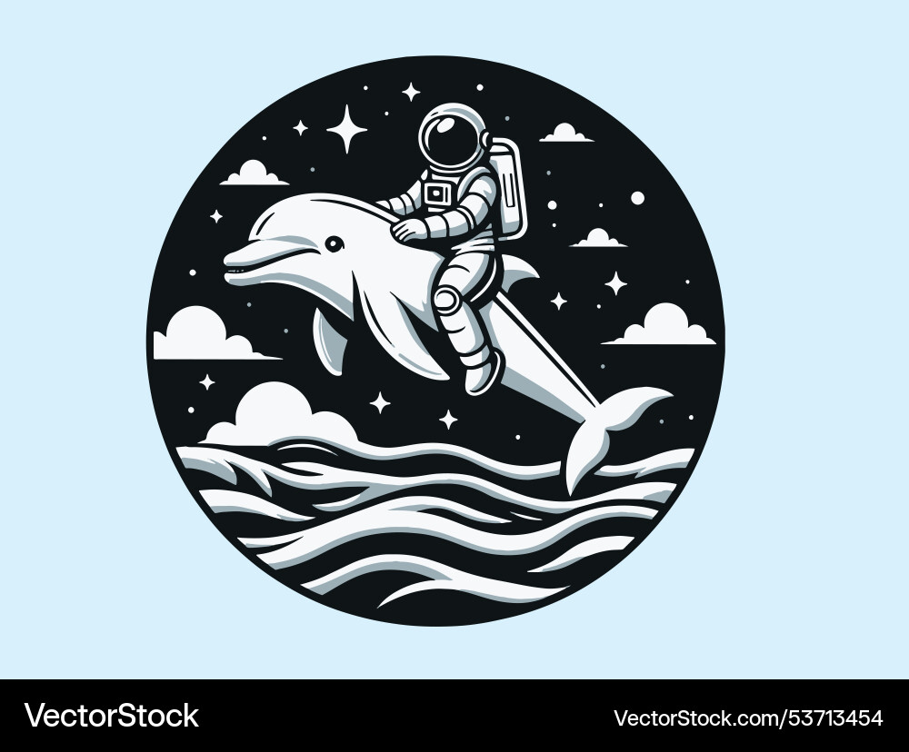 Astronaut riding a dolphin Royalty Free Vector Image
