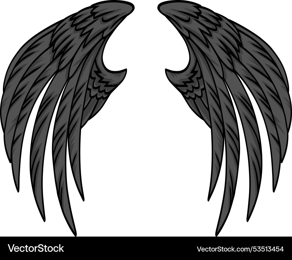 Black angels wings bird wing Royalty Free Vector Image