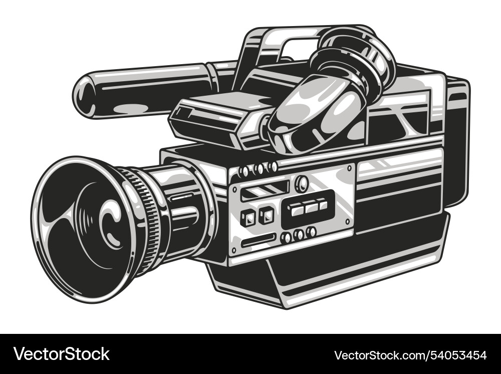 Classic camcorder in black and white Royalty Free Vector