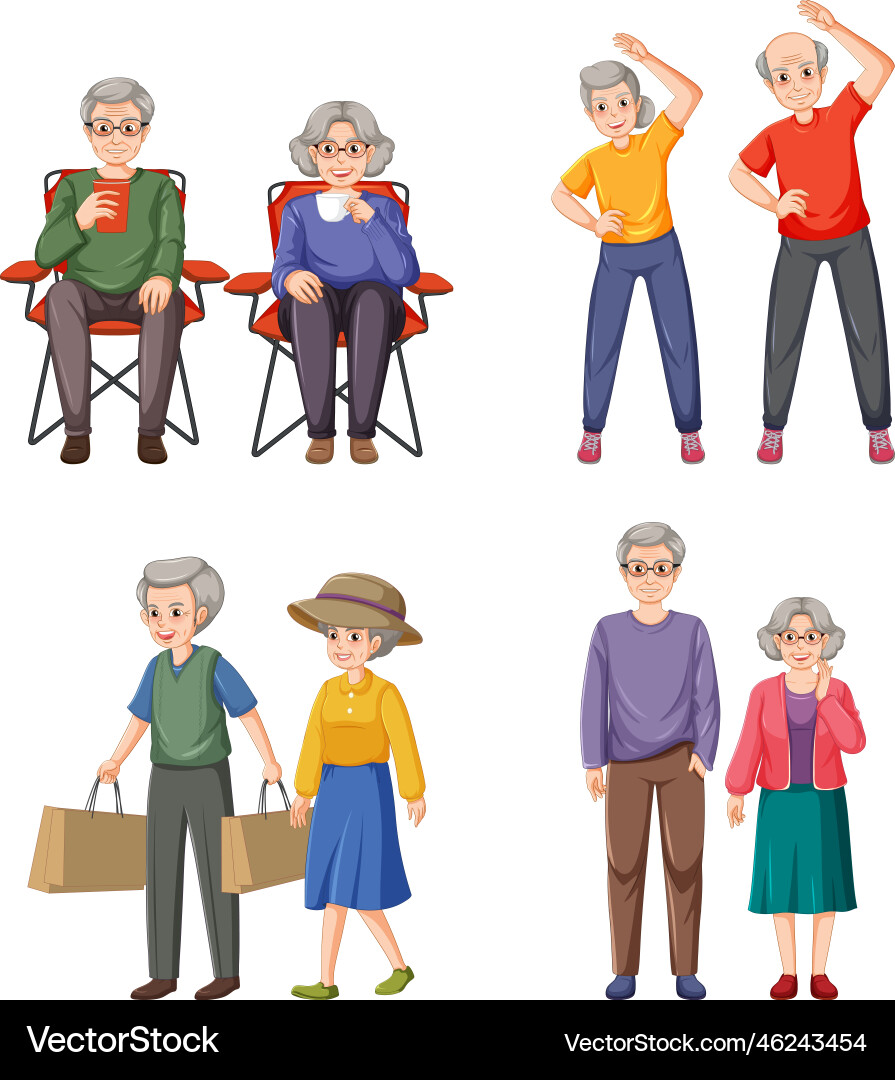Collection of elderly people characters Royalty Free Vector