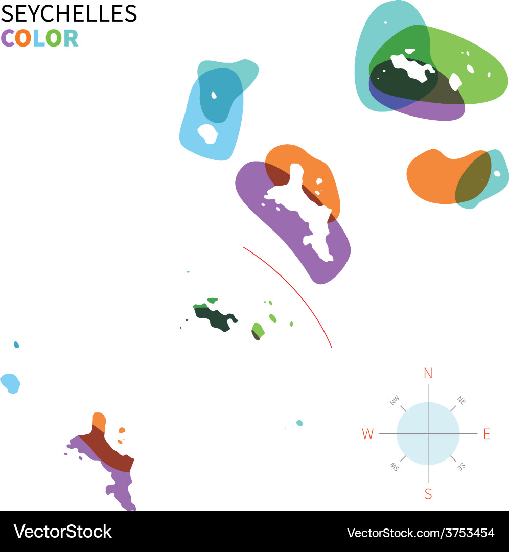 Colorful Seychelles Map Royalty Free Vector Image