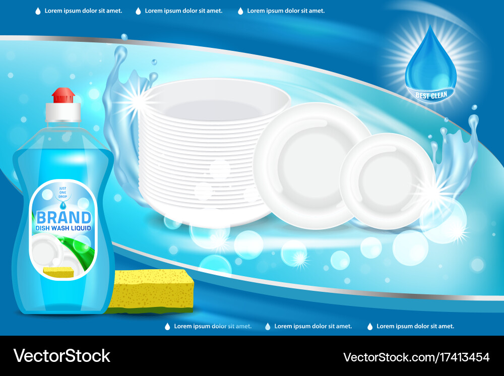 Dishwashing liquid ad 3d Royalty Free Vector Image