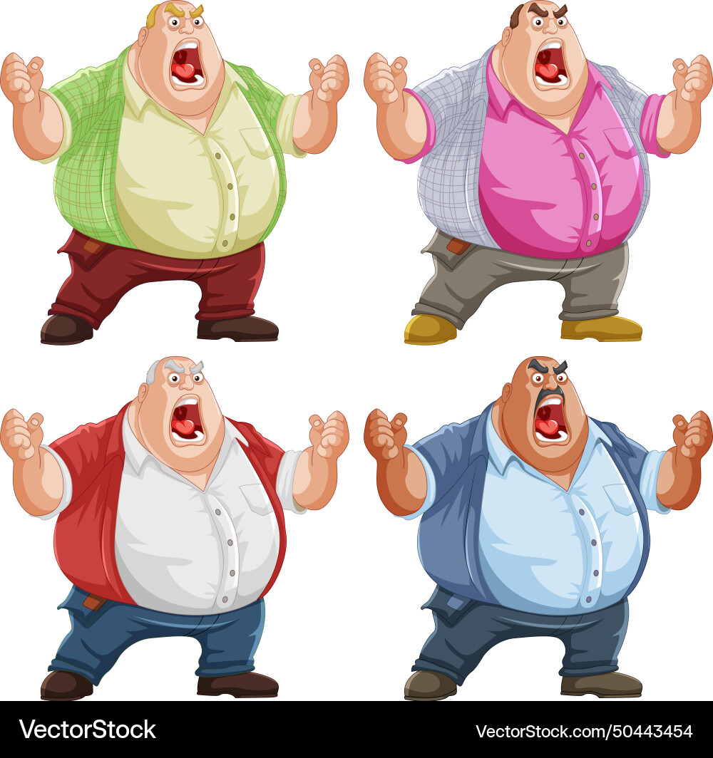 Four animated characters showing different Vector Image