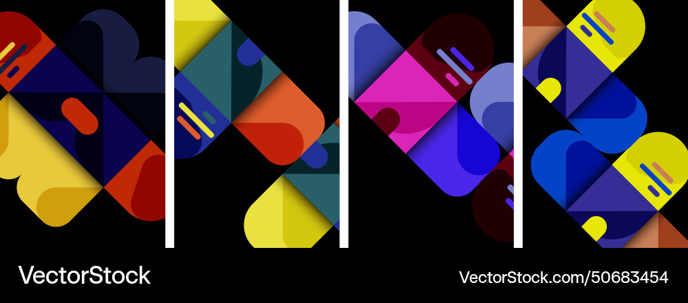 Geometric colorful poster backgrounds with squares