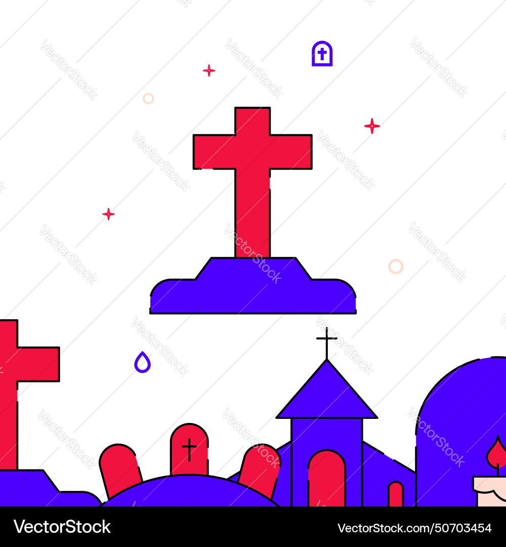 Grave burial filled line icon simple Royalty Free Vector