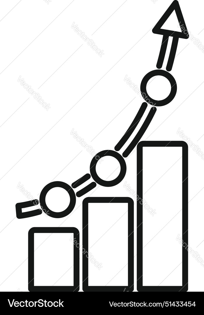 Growth chart with arrow and magnifying glass icon Vector Image