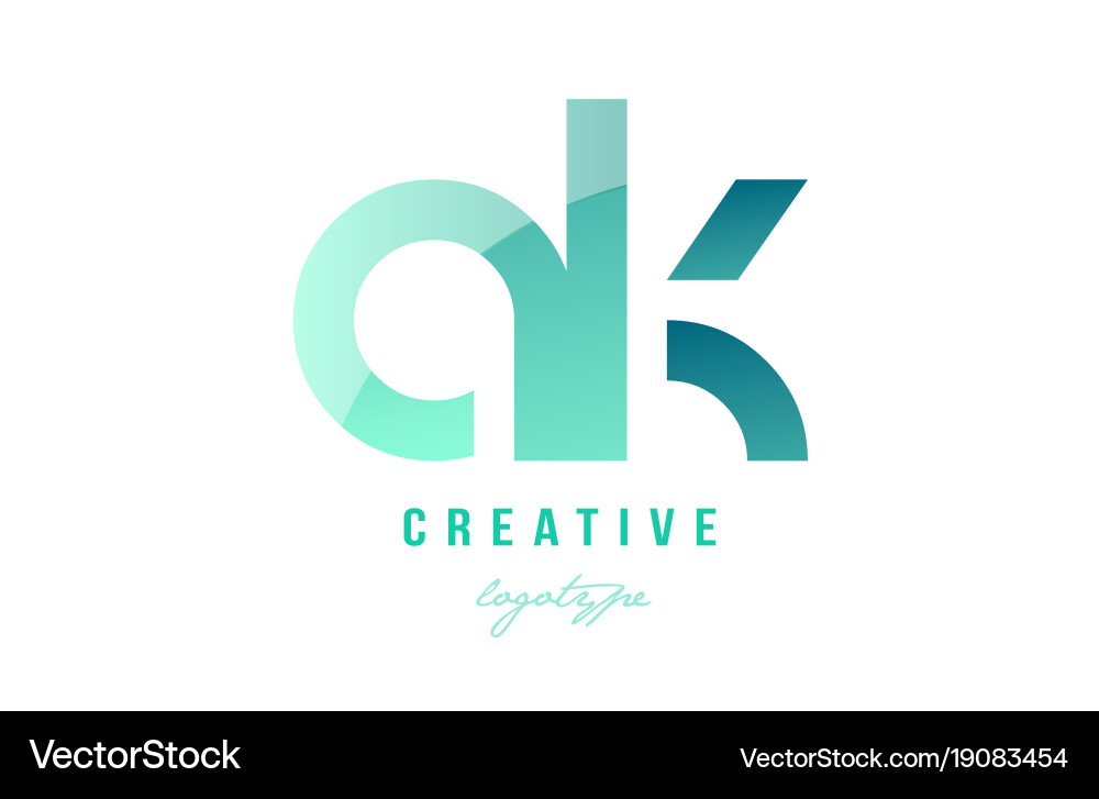 Modern Ak A K Logo - Pastel Green Gradient Vector Image