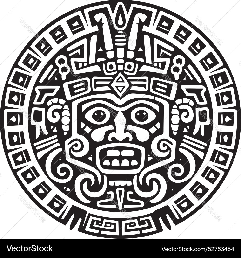 Reviving ancient aztec symbolism antique drawing Vector Image