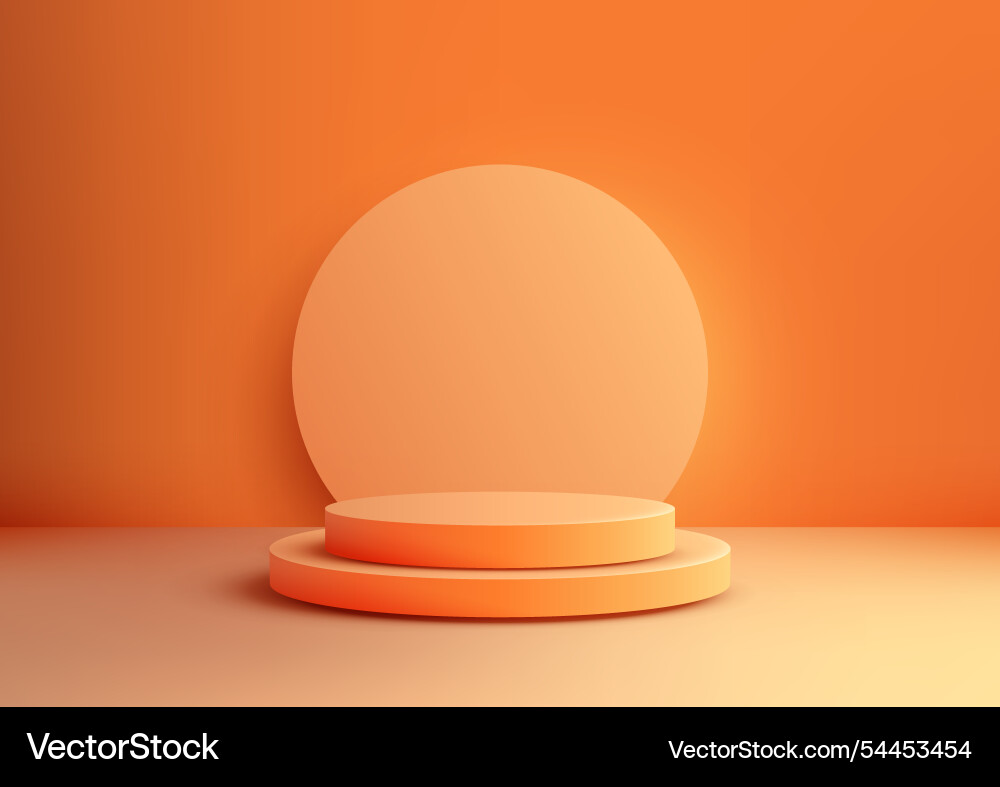 Vibrant 3d orange circular platforms with peach Vector Image