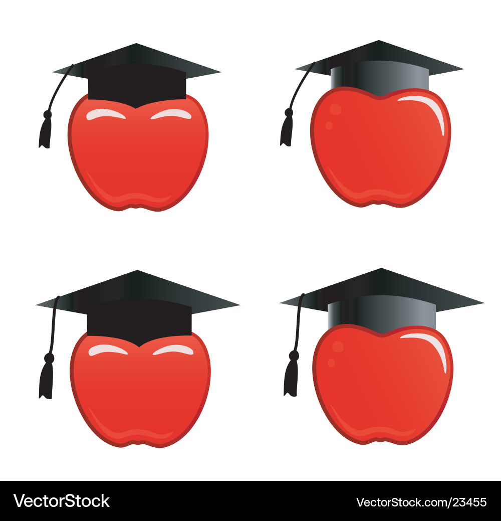 Apple in graduation cap Royalty Free Vector Image