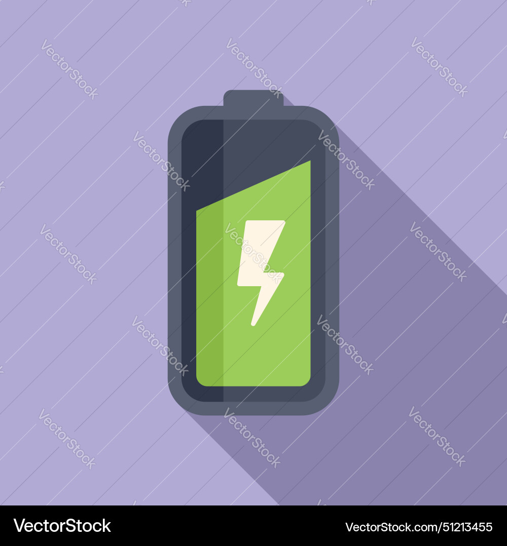 Charging battery level up icon flat power Vector Image