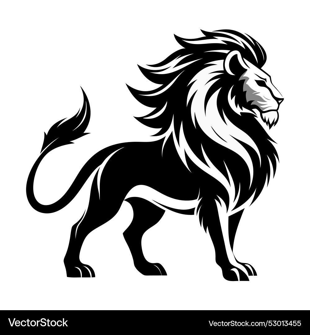 Detailed black and white lion Royalty Free Vector Image