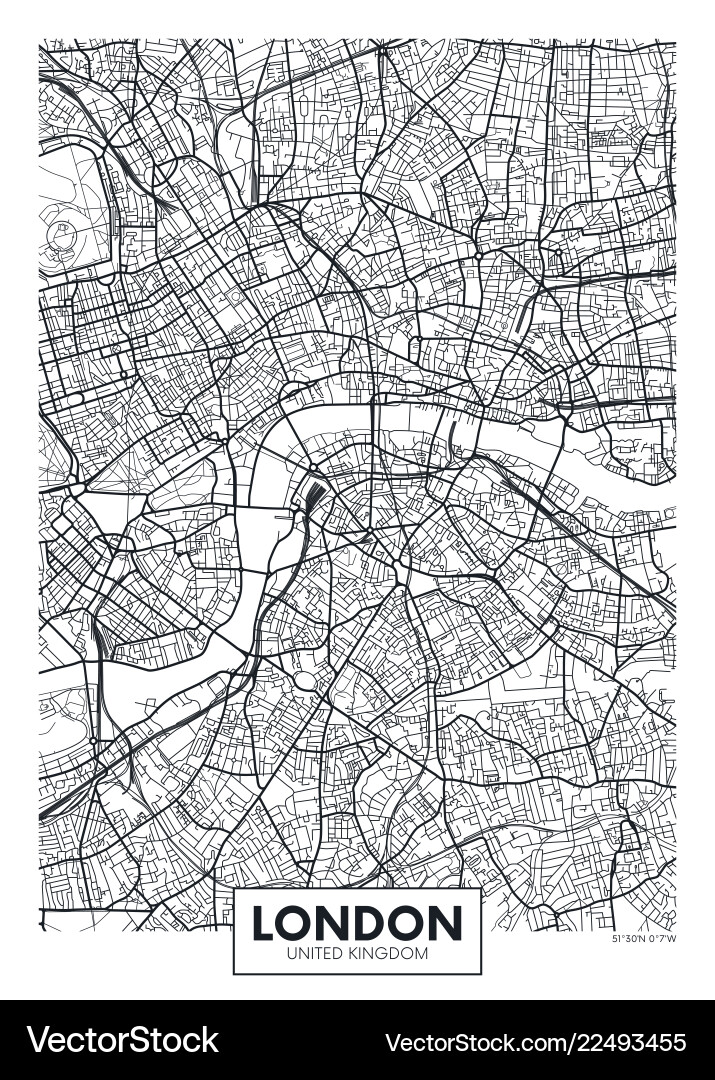 Detailed London City Map Royalty Free Vector Image