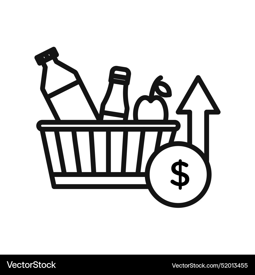 Food inflation icon black line art Royalty Free Vector Image