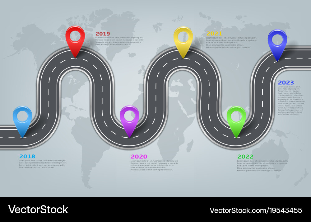 Infographic world map road timeline layout Vector Image