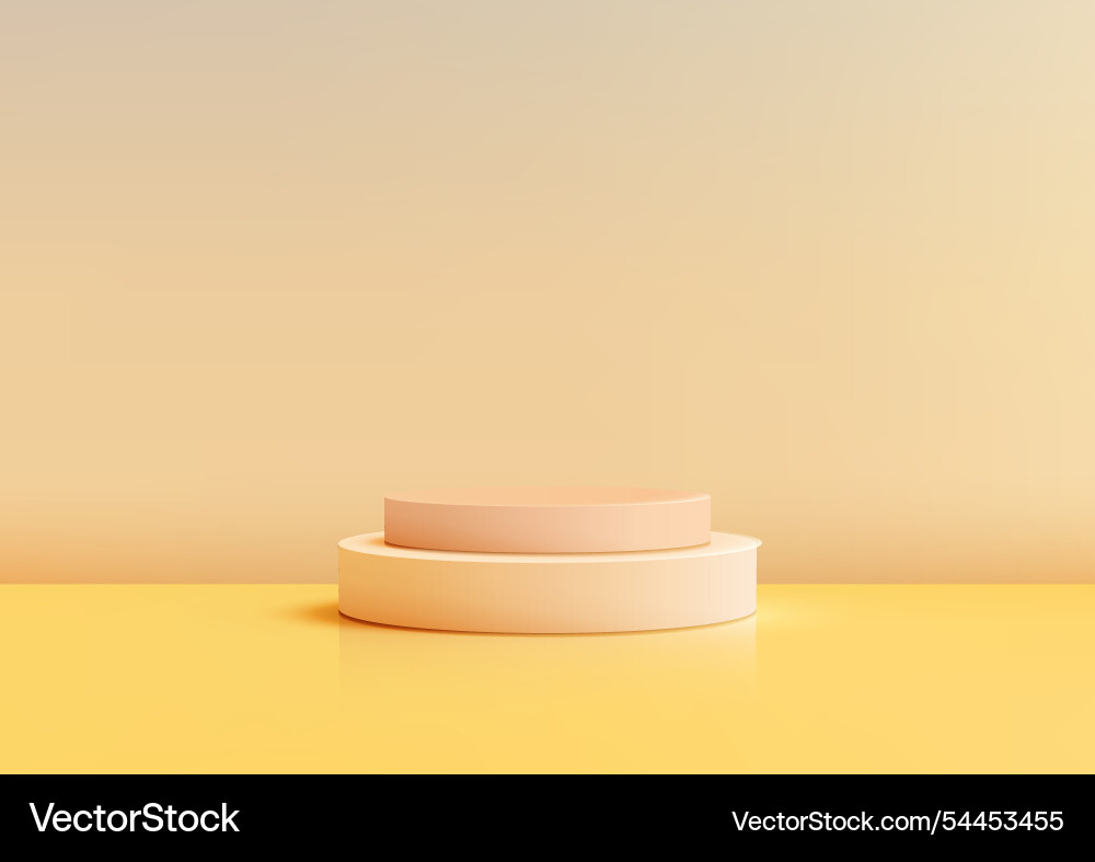 Minimal 3d yellow circular podiums on gradient Vector Image