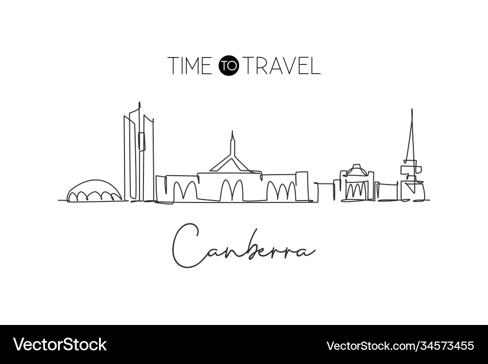 One continuous line drawing canberra city Vector Image