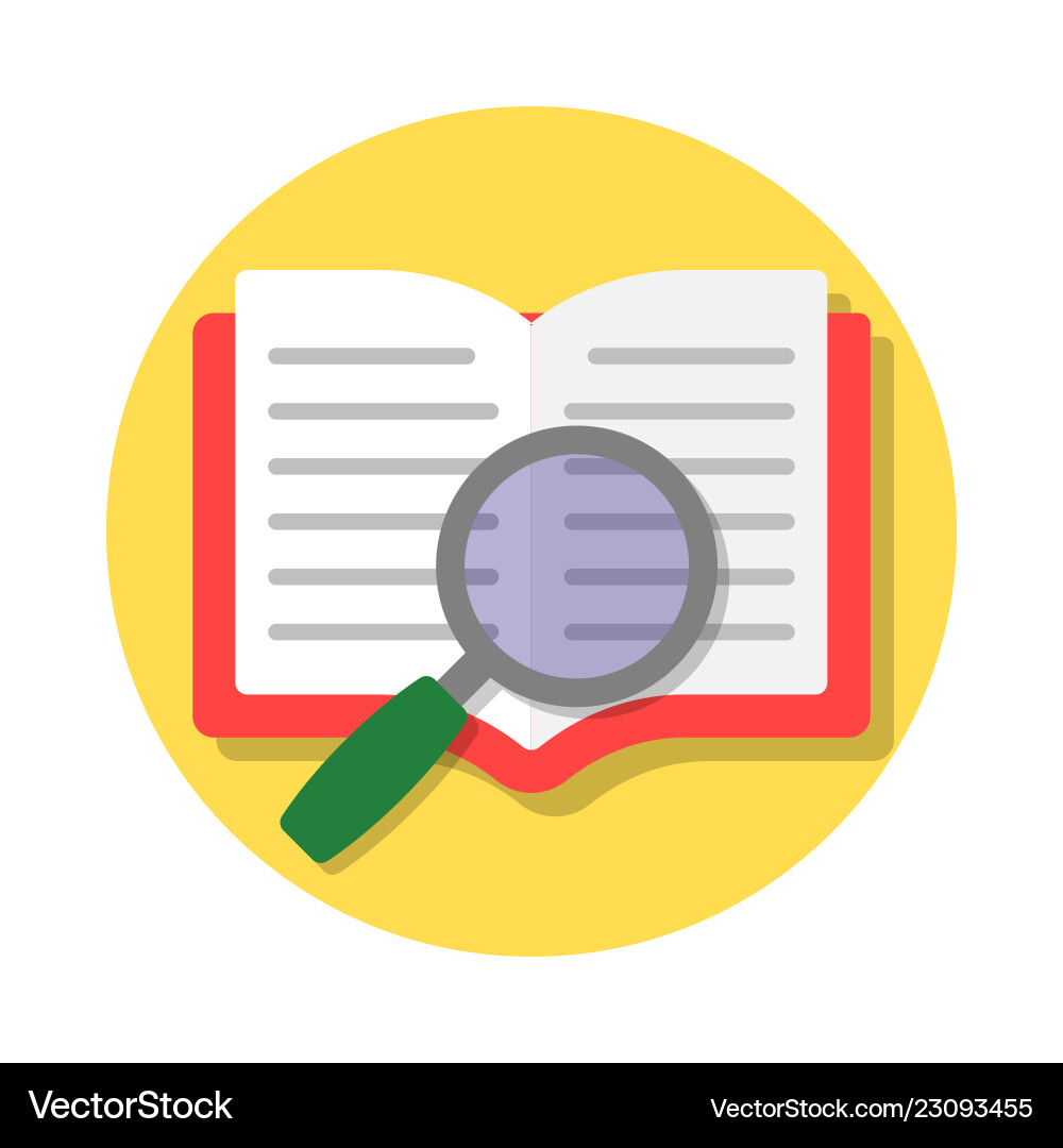 Open book and magnifying glass Royalty Free Vector Image